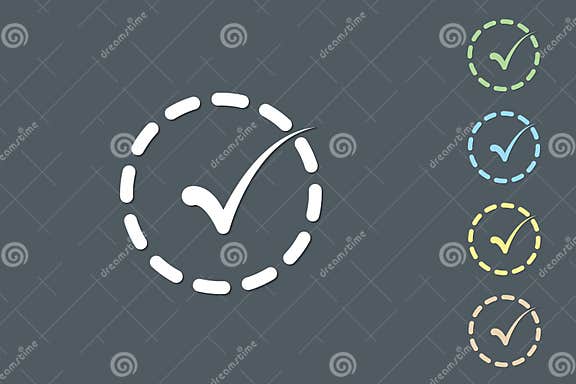 A Set of Colorful Tick Signs or Marks Inside Dashed Circles Vector ...