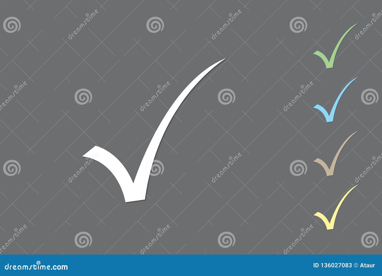 A Set of Colorful Correct Signs or Marks Vector Illustration on Dark ...