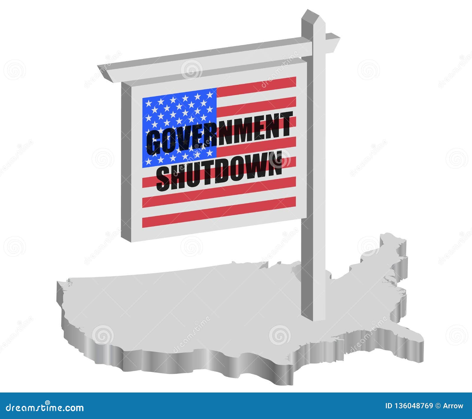 USA Government Shutdown Sign Post Stock Illustration - Illustration of ...