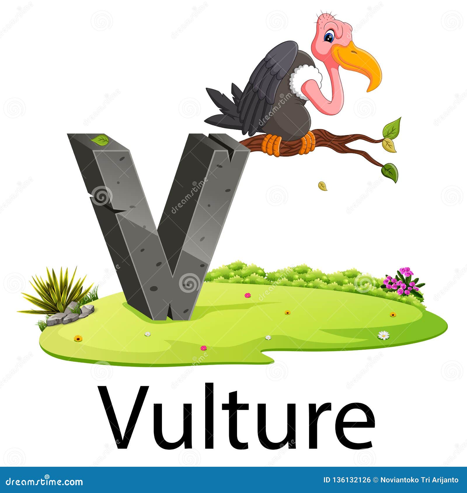 Alphabet V For Vulture Cartoon Vector | CartoonDealer.com #34111127