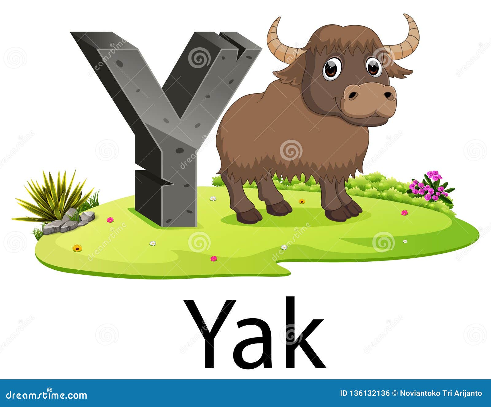 Cute Ancient Animals Alphabet Y for Yak with the Good Animation beside ...