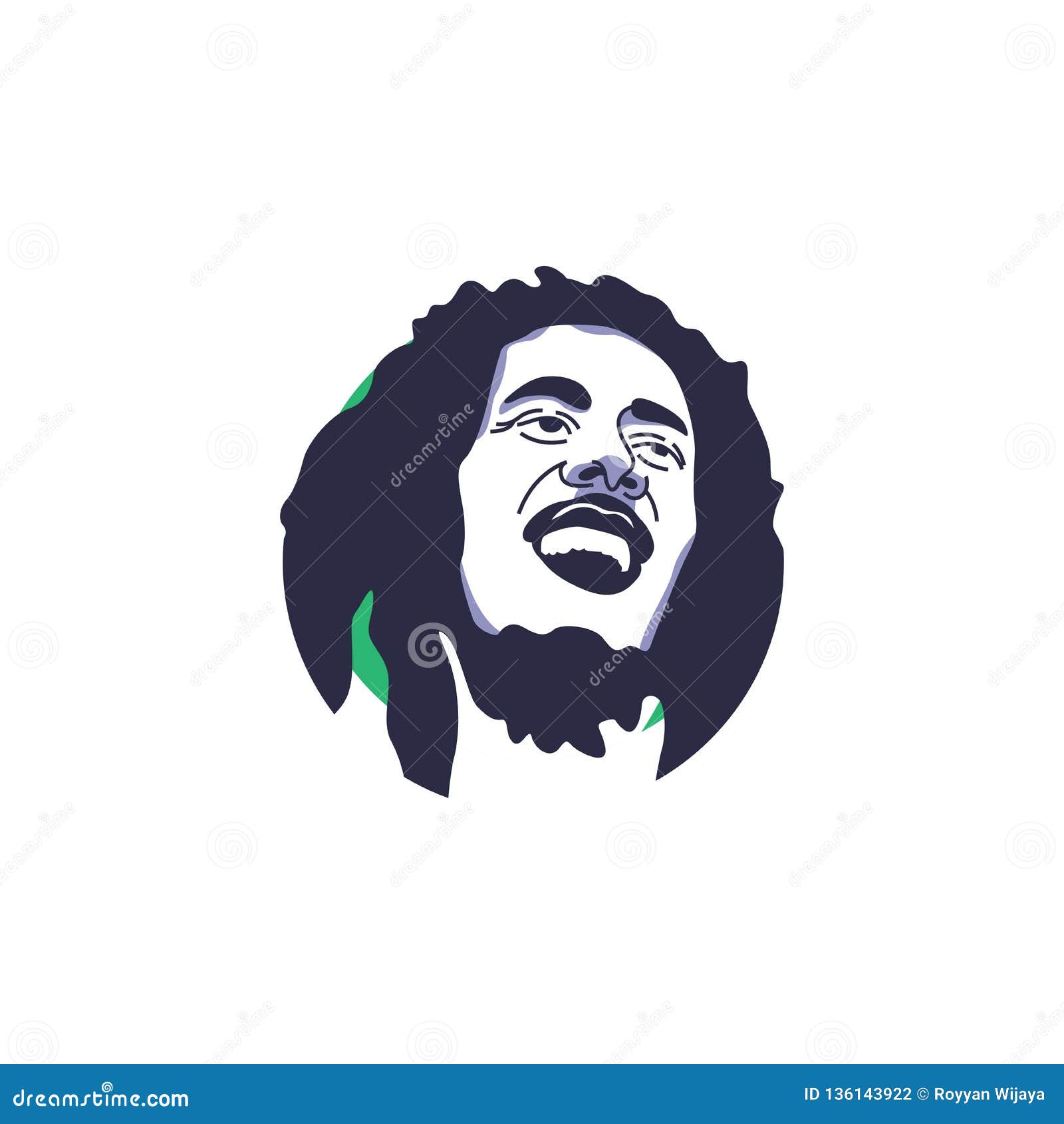 Bob Marley Famous Legendary Reggae Singer Face in Vector Illustration ...