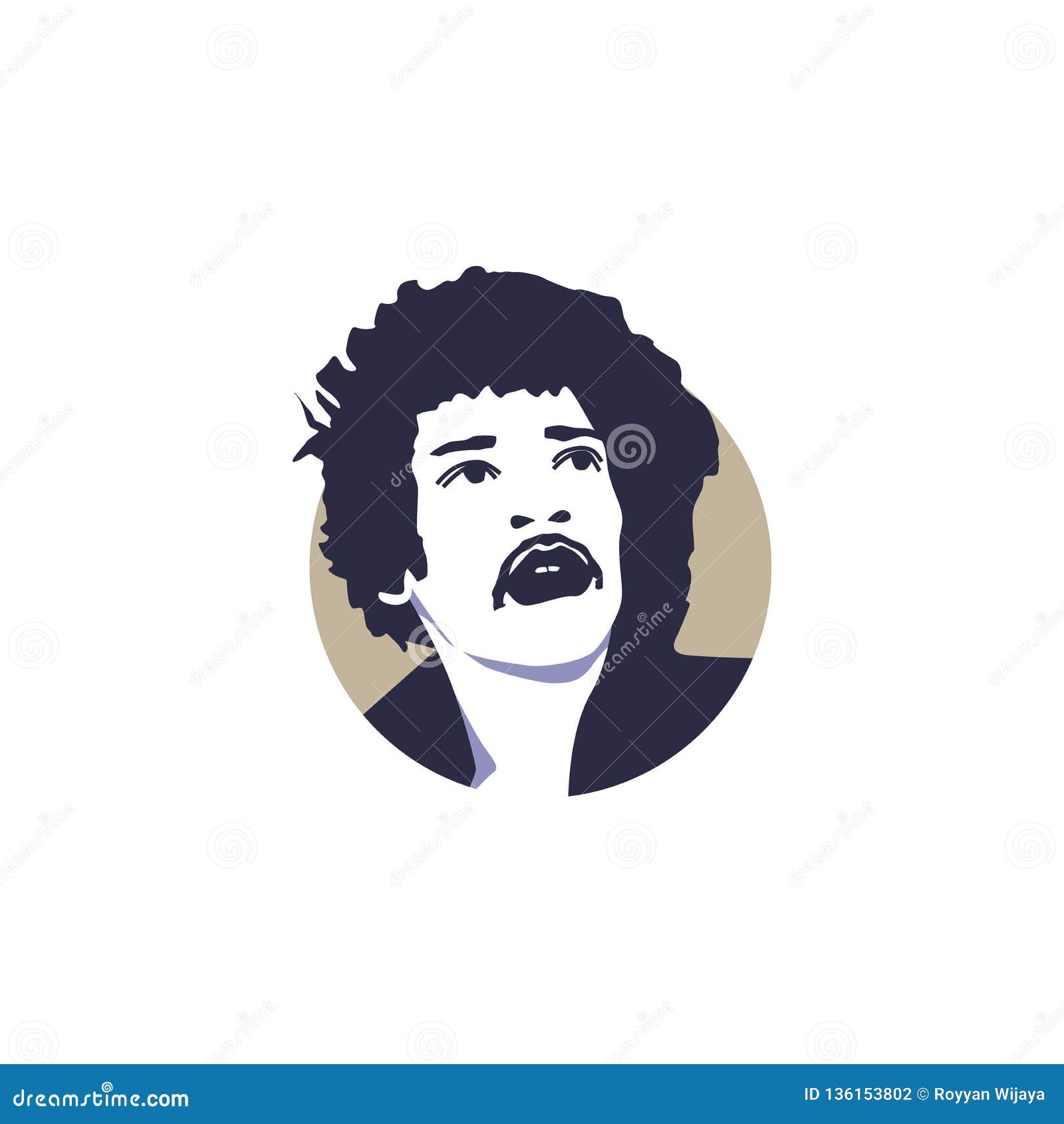 Jimmy Hendrix Incredible Guitarist Face Vector Illustration Isolated ...