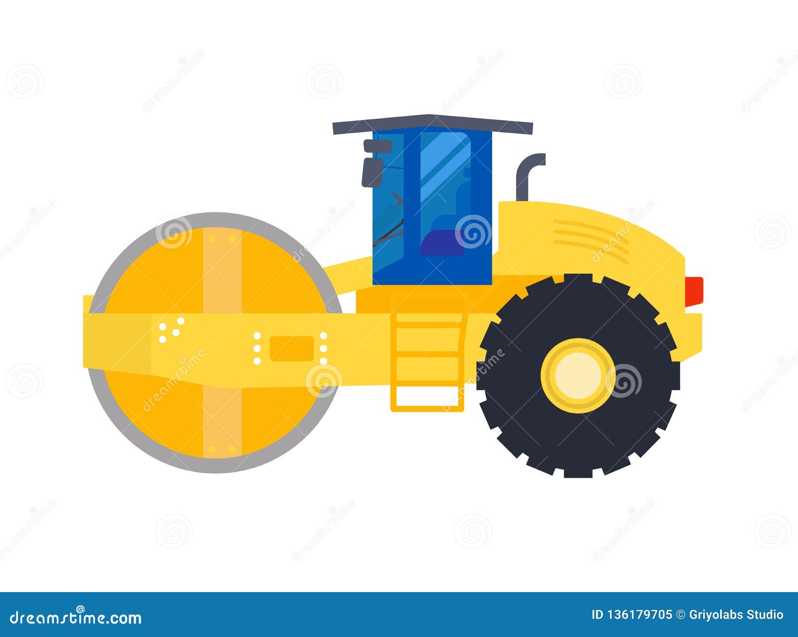 Road Roller Isolated on White Background - Vector Stock Illustration ...