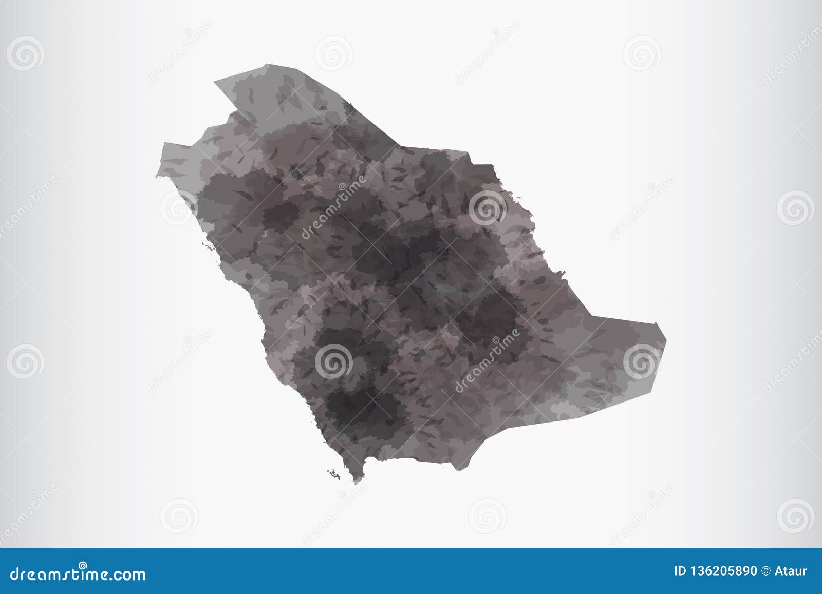 Saudi Arabia Watercolor Map Vector Illustration of Black Color on Light ...