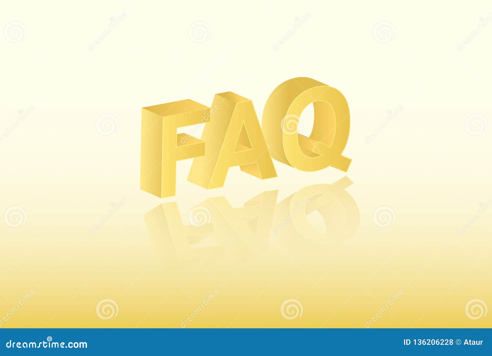 Golden Color FAQ Text Vector Illustration on Light Background for ...