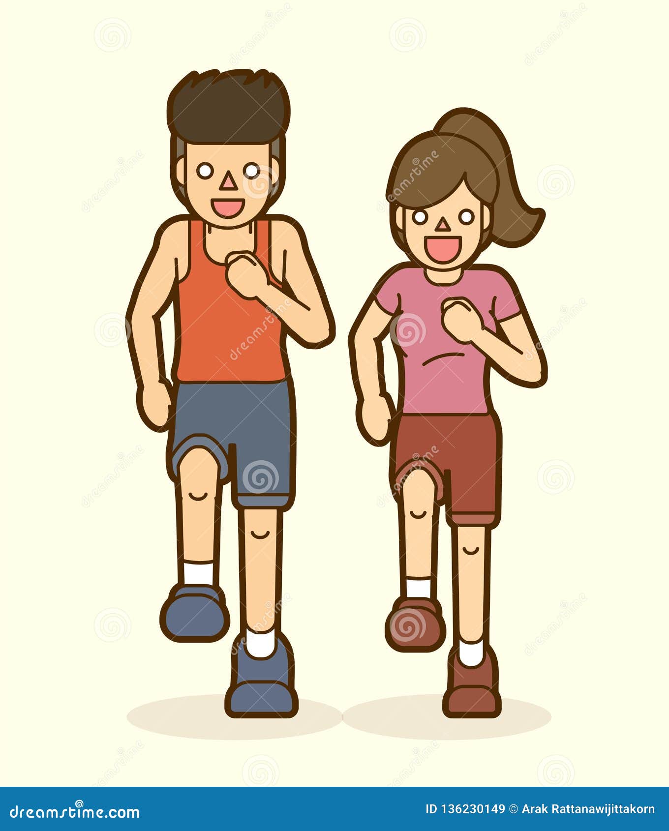 Couple Running Together, Marathon Running Stock Vector - Illustration ...