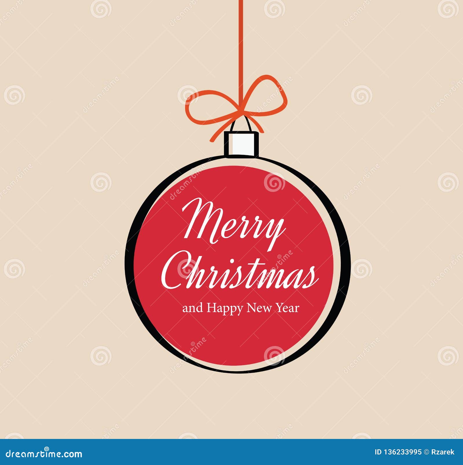 Vector Christmas Ornament with Text Merry Christmas. - Illustration ...