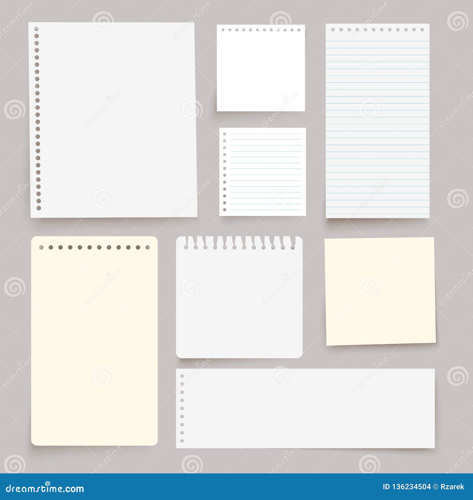 Set of Various White Vector Note Papers. - Illustration Stock Vector ...