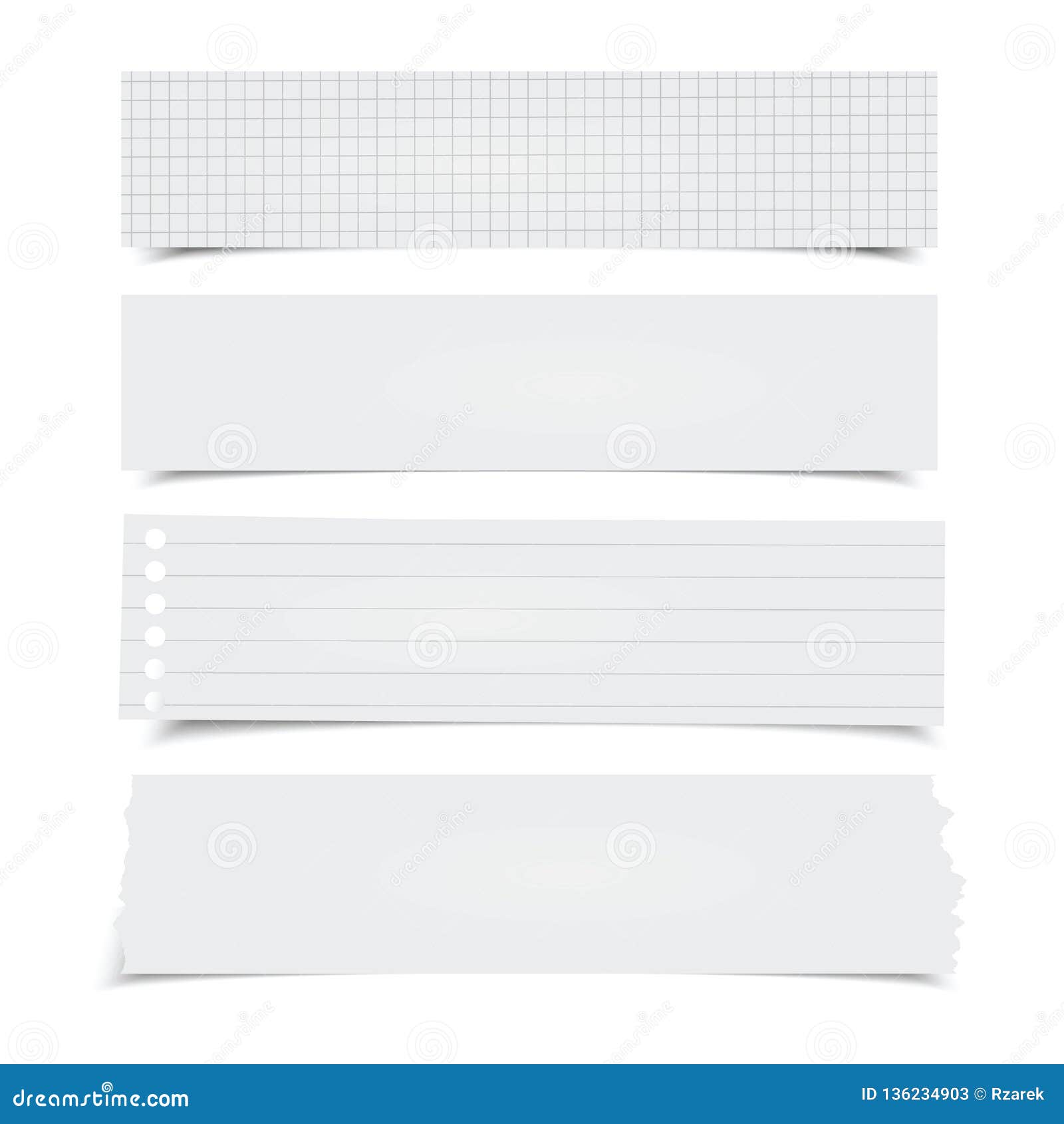 Set of Different Vector Horizontal Note Papers. - Illustration Stock ...