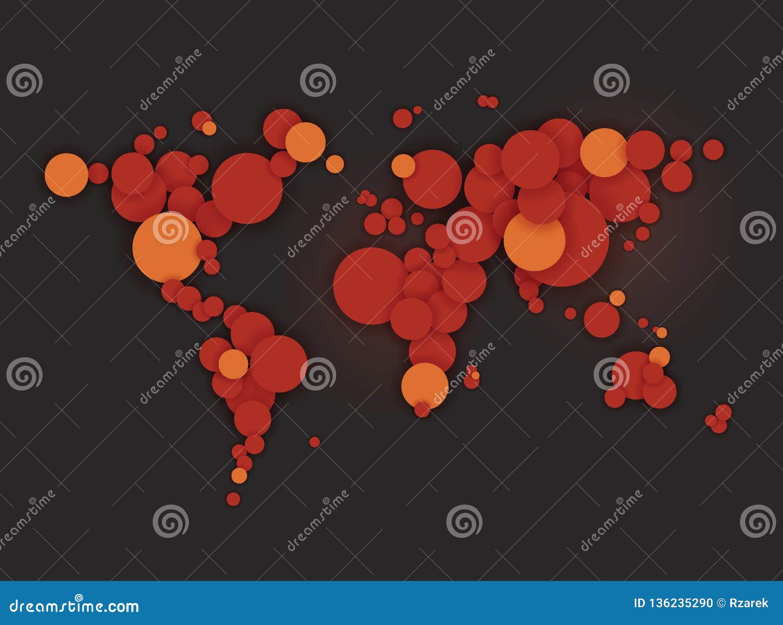 Vector World Map of Red Round Dots. - Illustration Stock Vector ...