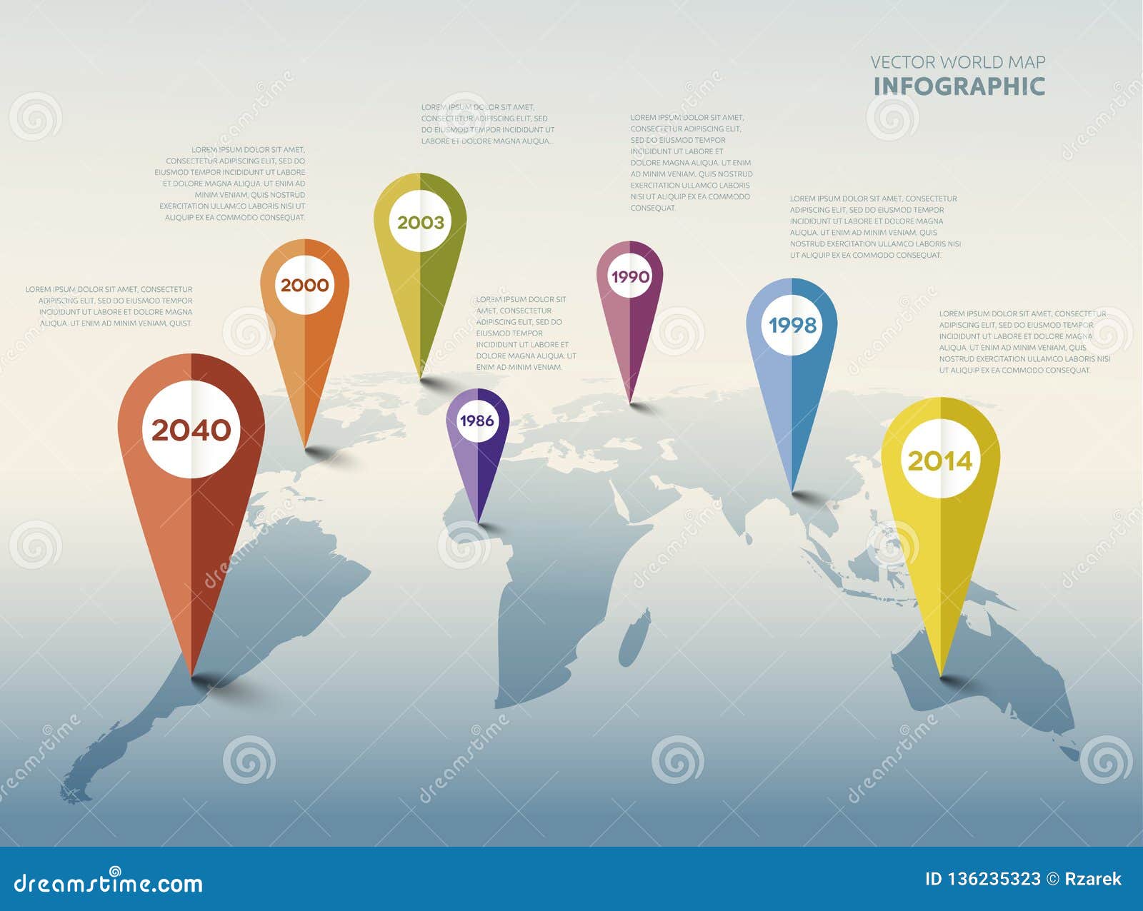 Vector World Map with Pointers. - Illustration Stock Vector ...