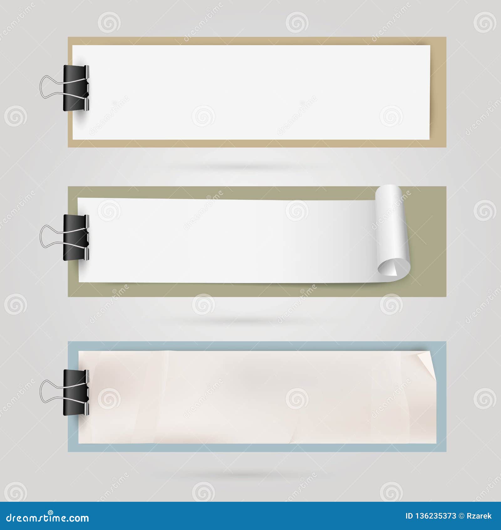 Horizontal Note Papers with Place for Your Text. Vector Illustration ...