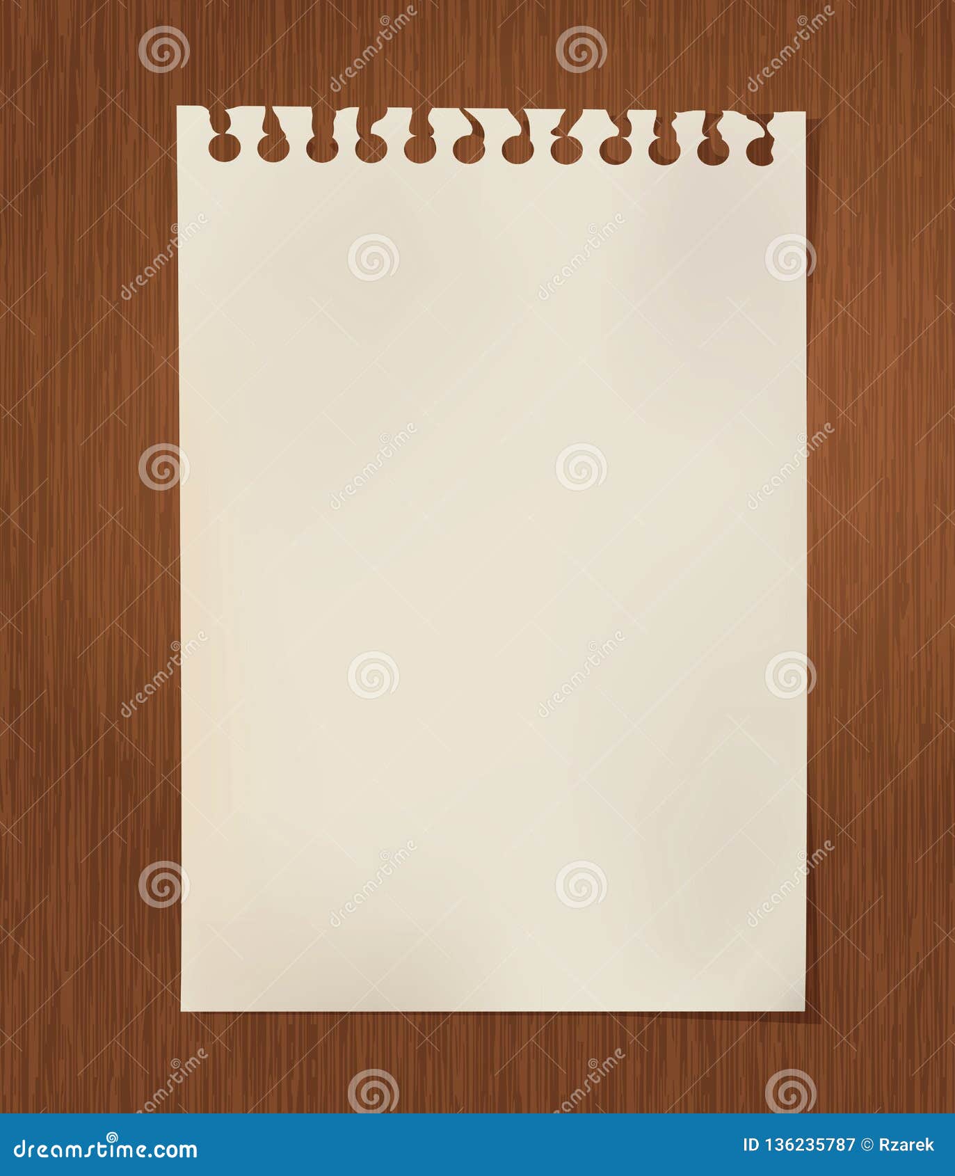 Vector Empty Note Paper on Wood Background. - Illustration Stock Vector ...