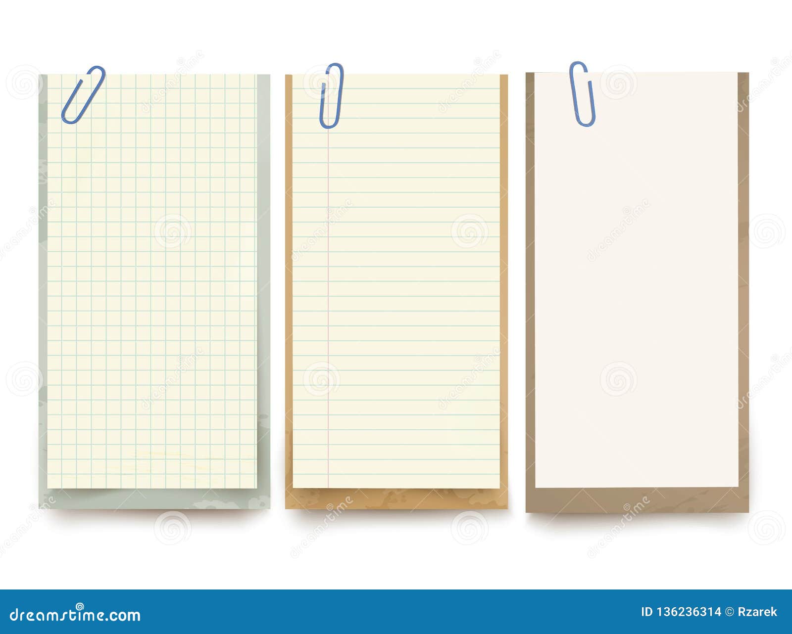 Vector Different Note Papers and Paper Clips. - Illustration Stock ...