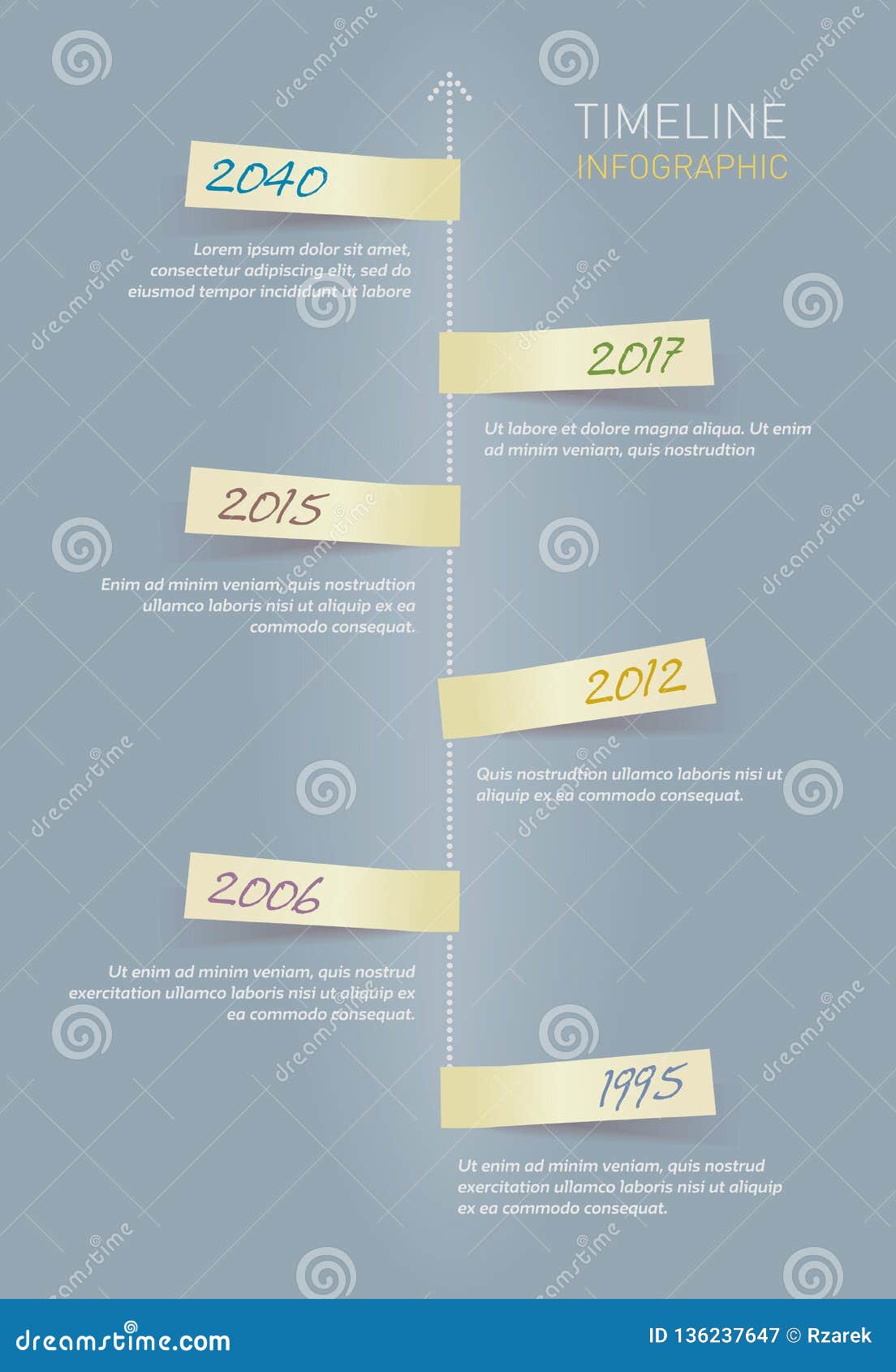 Vector Info Graphic Timeline with Paper Yellow Stickers. Vector ...