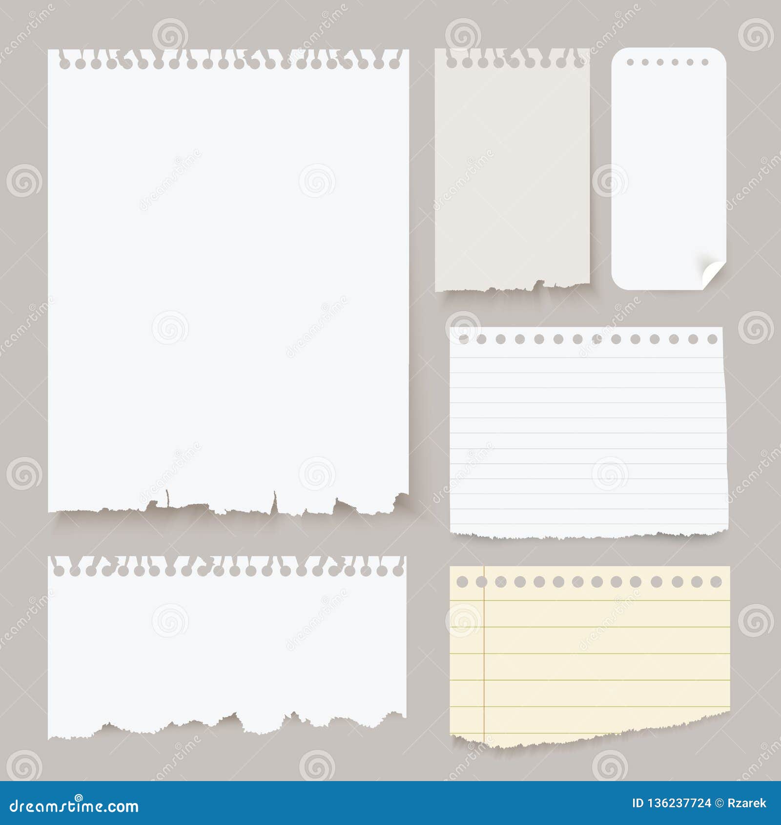 Vector Pieces of Torn Notebook Paper. - Illustration Stock Vector ...