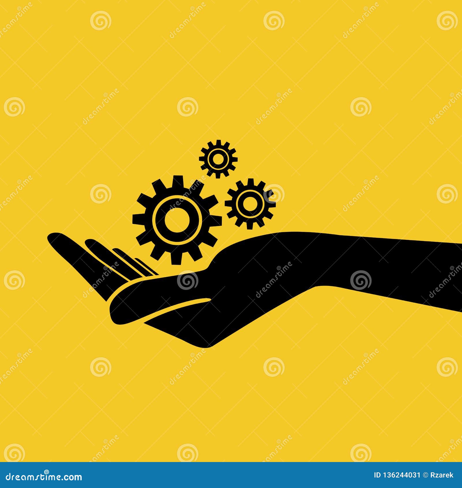 Hand Holding Gears. Vector Illustration. - Illustration Stock Vector ...