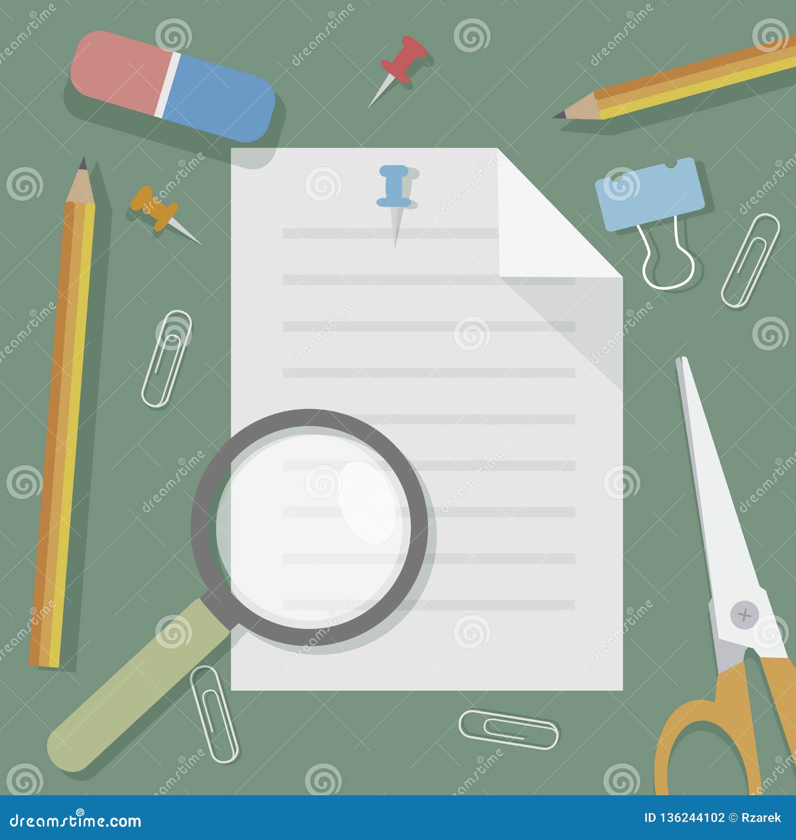 Flat Design Vector Illustration of Office Supplies. - Illustration ...