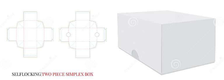 Square Paper Box, Self Lock, Two Pieces, without Glue. Vector with Die ...