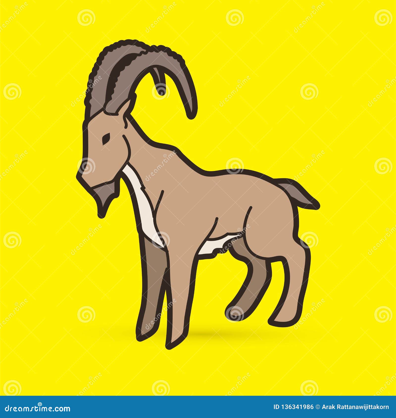 Ibex Standing Graphic Vector Stock Vector - Illustration of horn ...