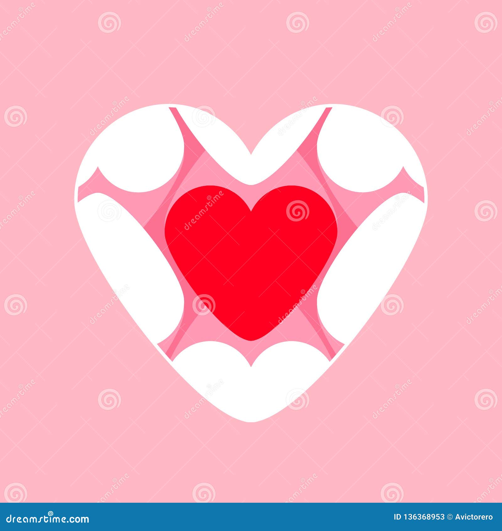 Big Heart Vector Icon Composed of Small Hearts Isolated on Pink ...