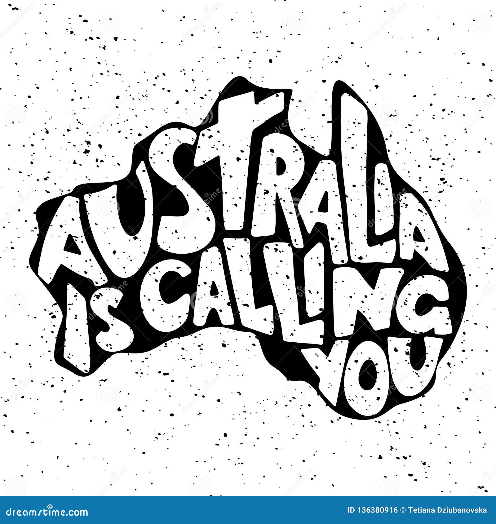 Australia is Calling You. Handwritten Lettering in the Silhouette of ...
