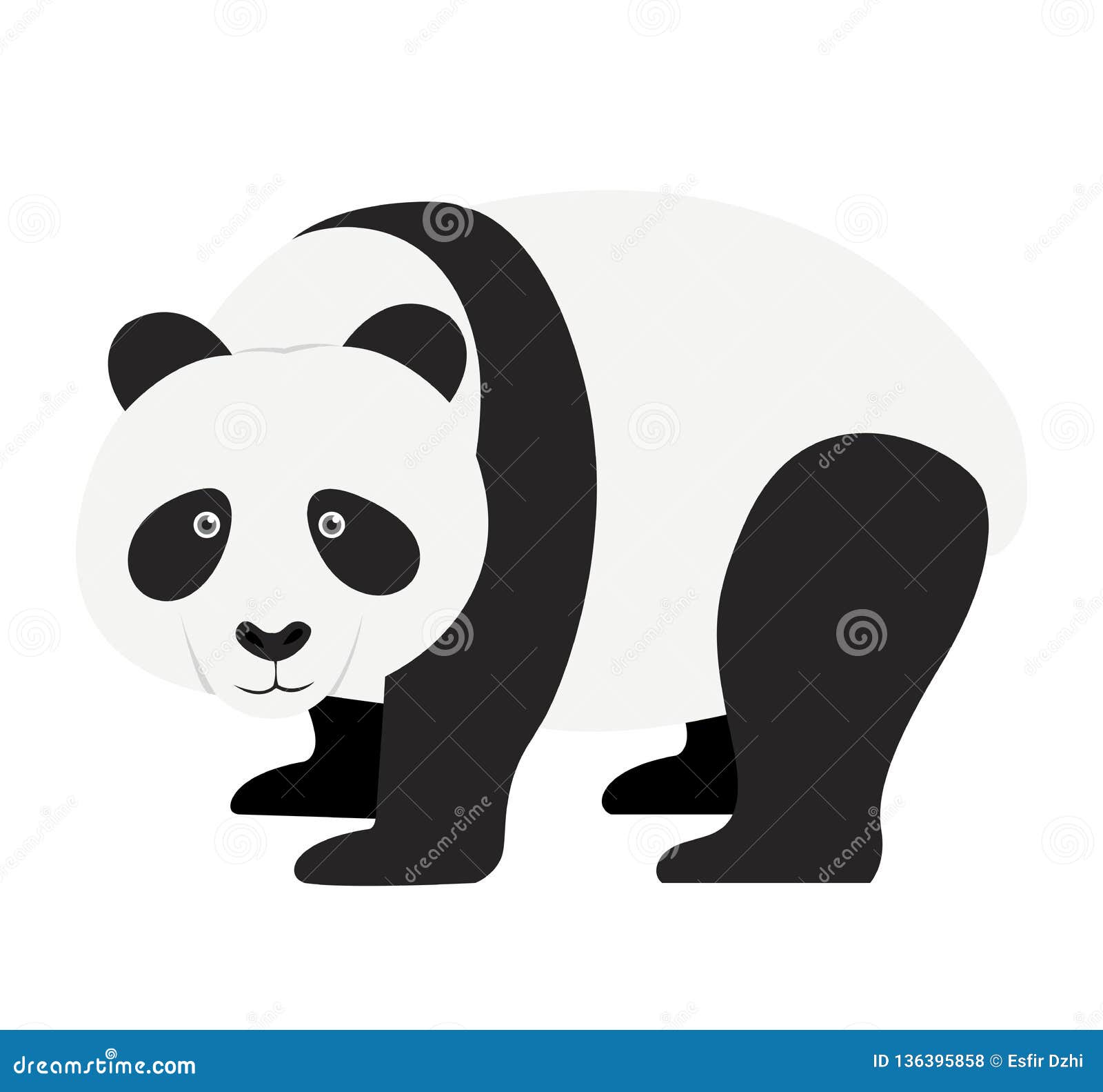 Panda Flat Design Vector Illustration Isolated on White Stock Vector ...