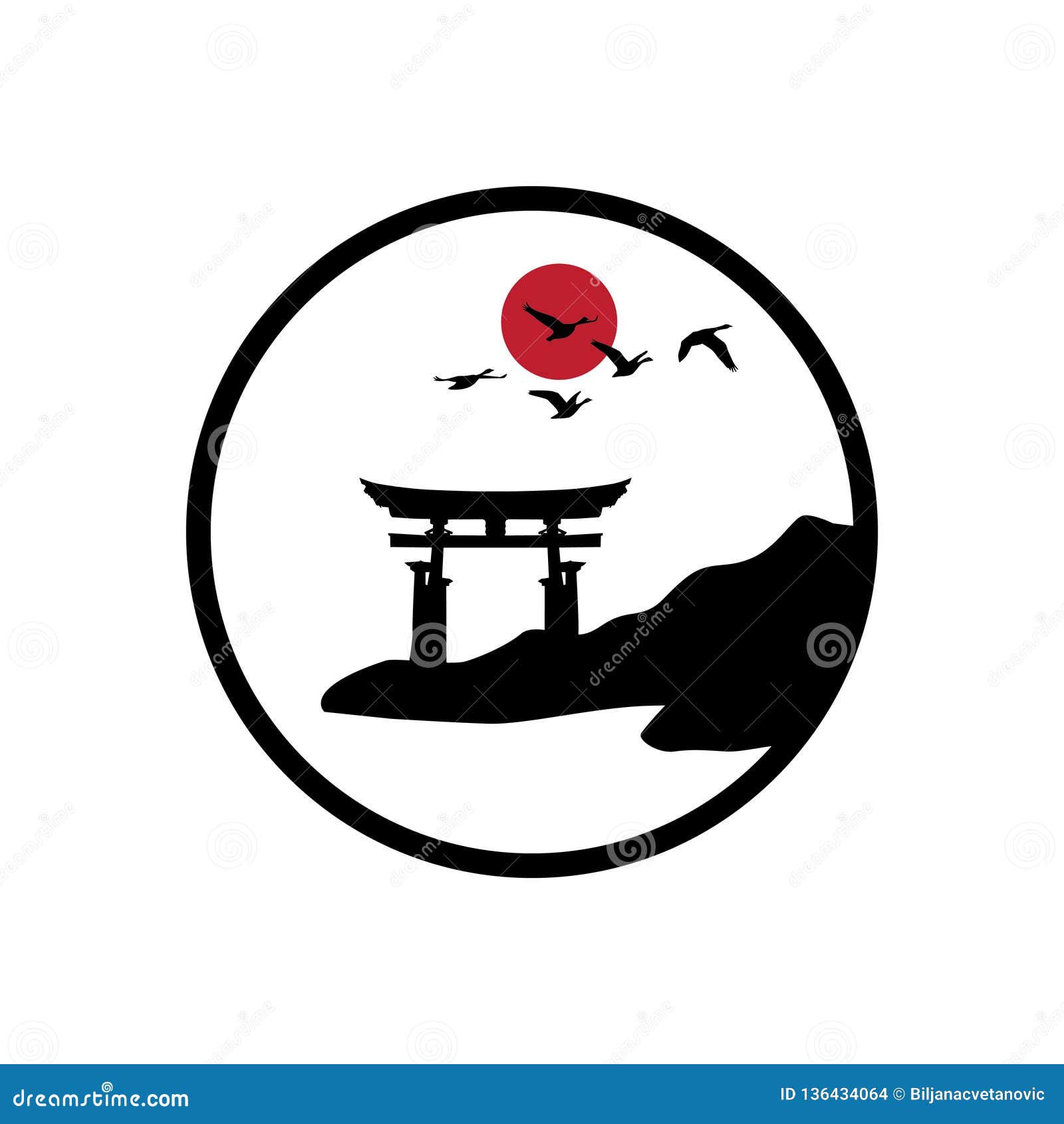 Zen gate stock vector. Illustration of architecture - 136434064