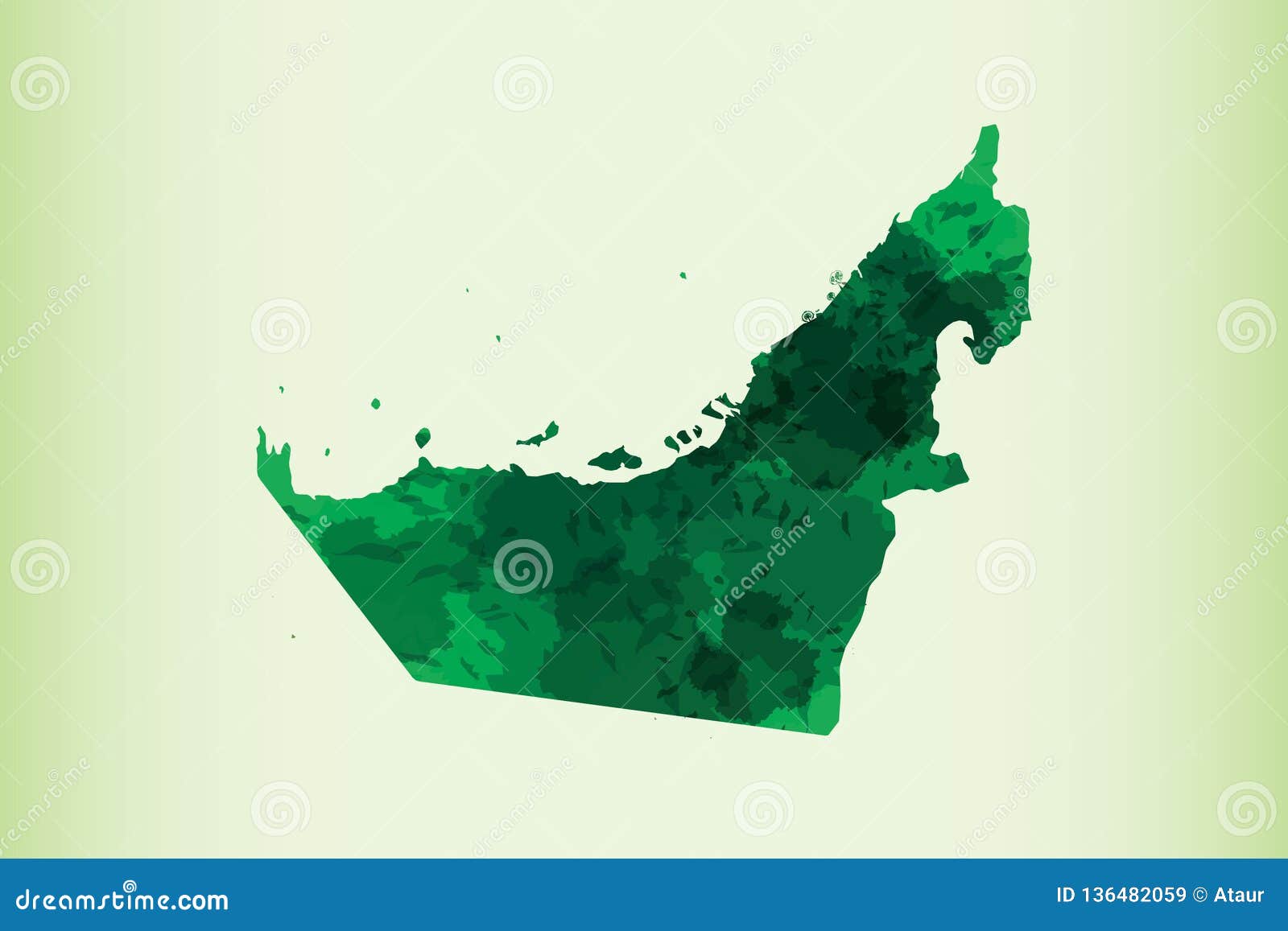 UAE Watercolor Map Vector Illustration of Green Color on Light ...