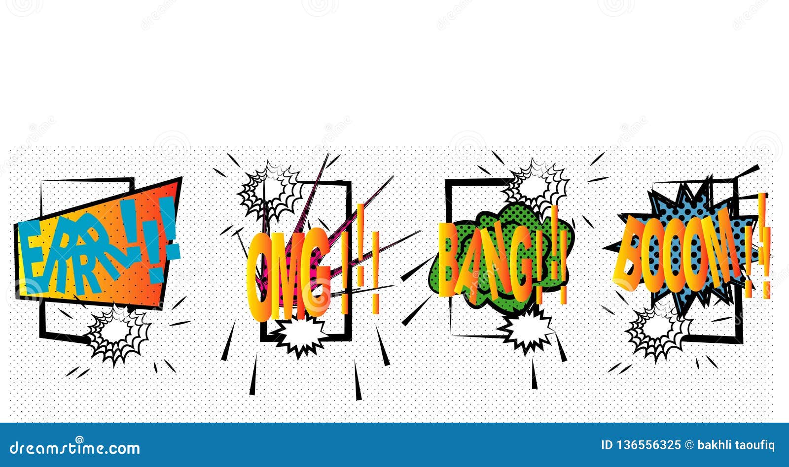 Collection Of Comic Elements Doodle. Comic Elements Cartoon Isolated On ...