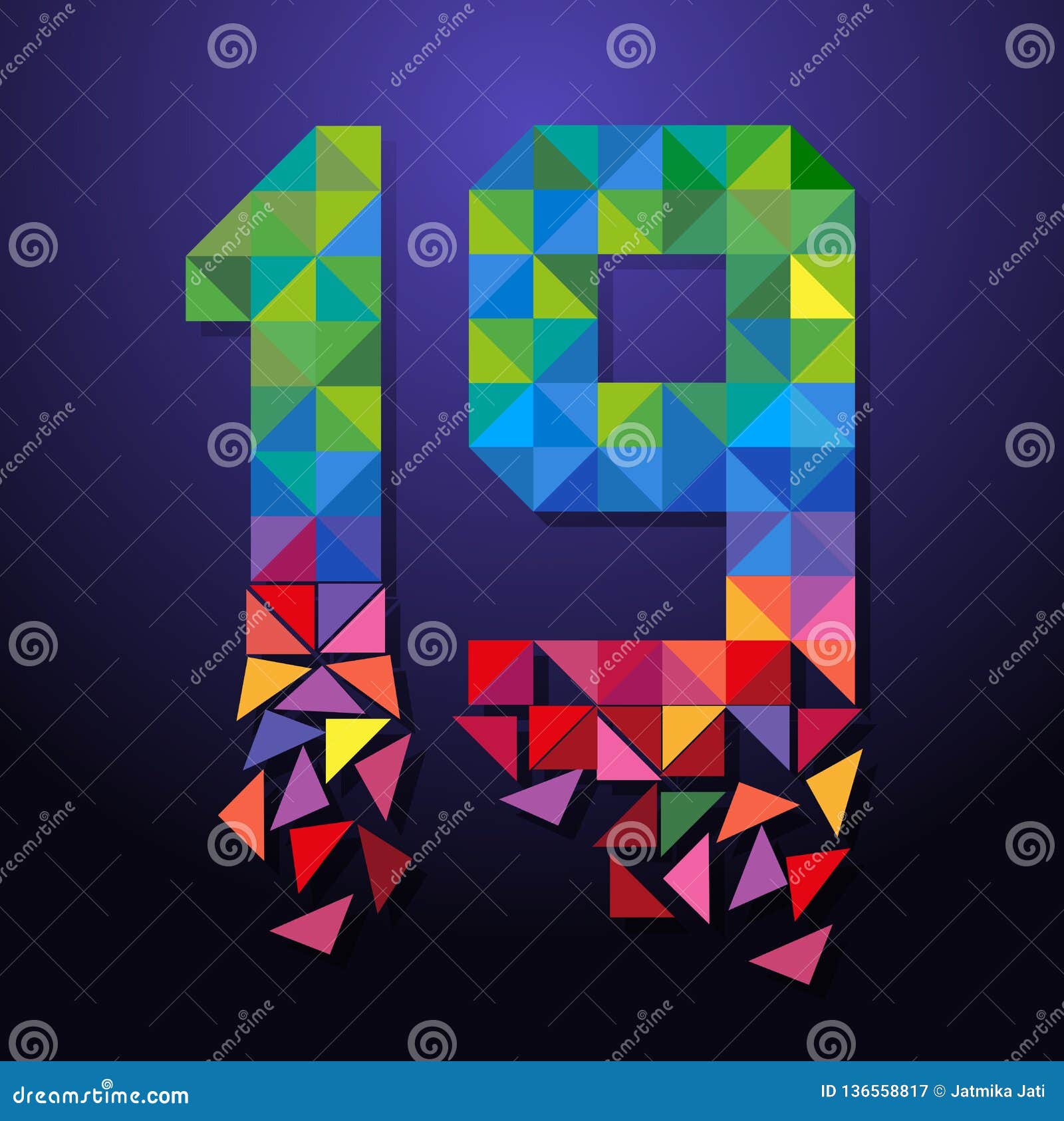 Shattered Triangle Number 19 Stock Vector - Illustration of numeric ...