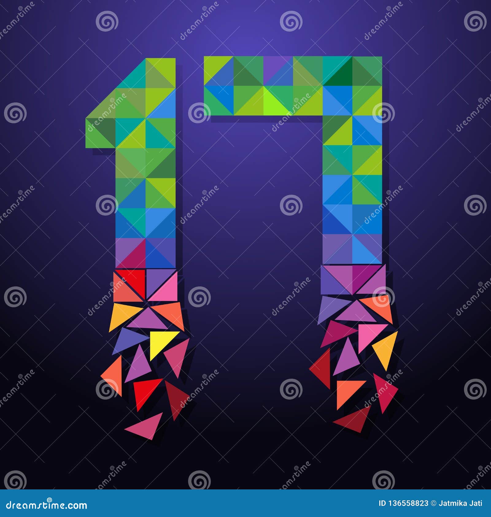 Shattered Triangle Number Seventeen Cartoon Vector | CartoonDealer.com ...