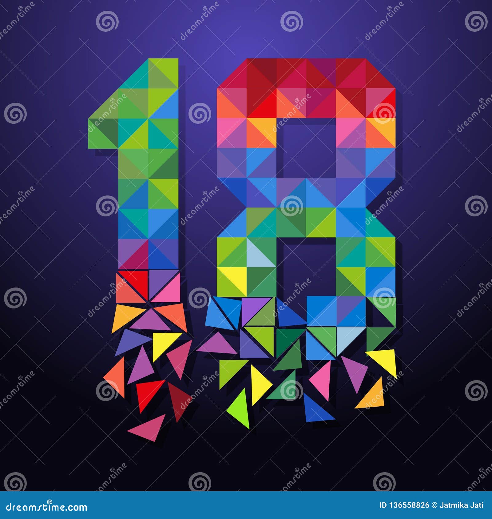 Shattered Triangle Number Eighteen Stock Vector - Illustration of ...