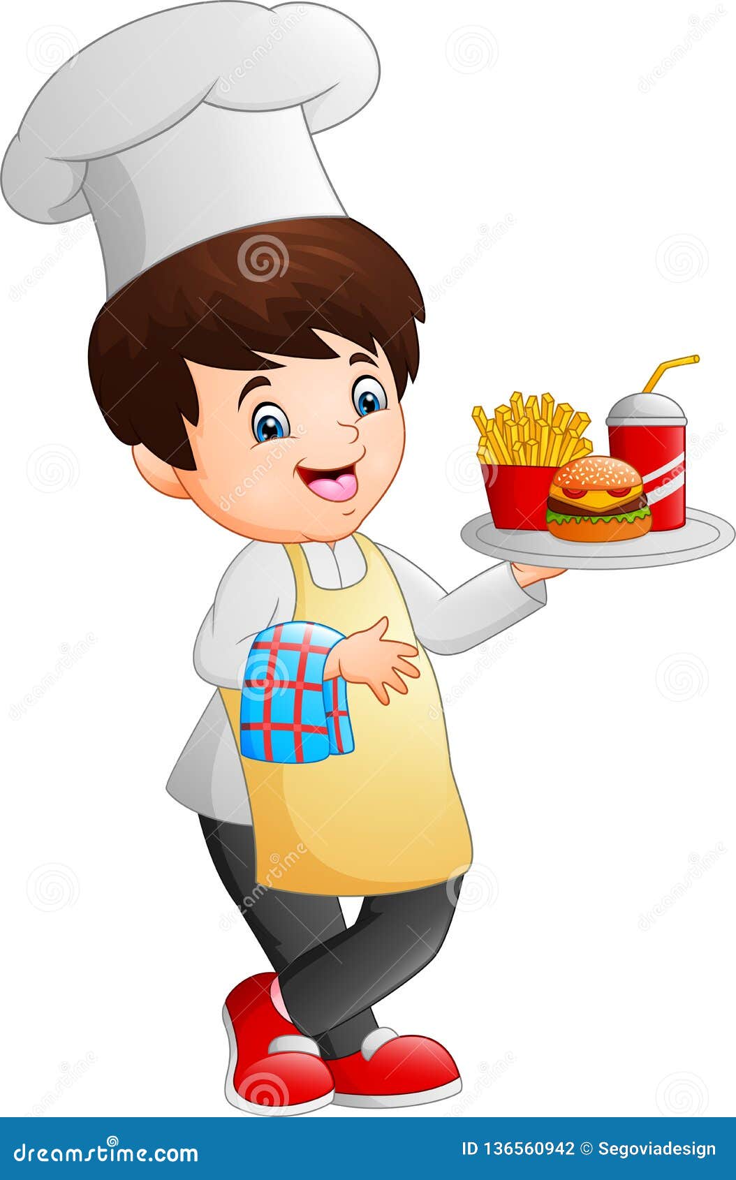 Cartoon Chef Cooking Holding a Fast Food Tray Stock Vector ...