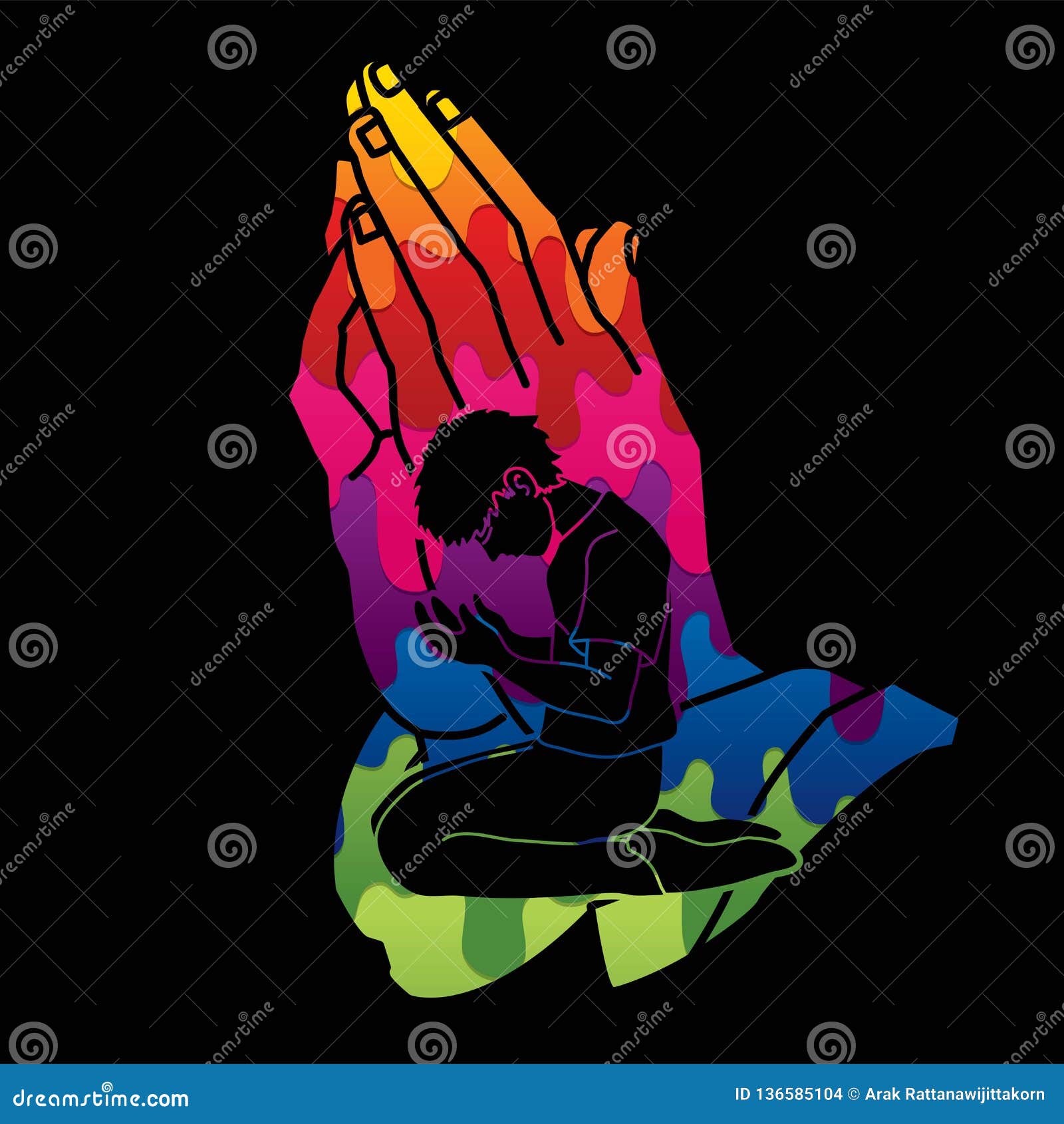 Man Prayer, Praise To the Lord Graphic Vector Stock Vector ...
