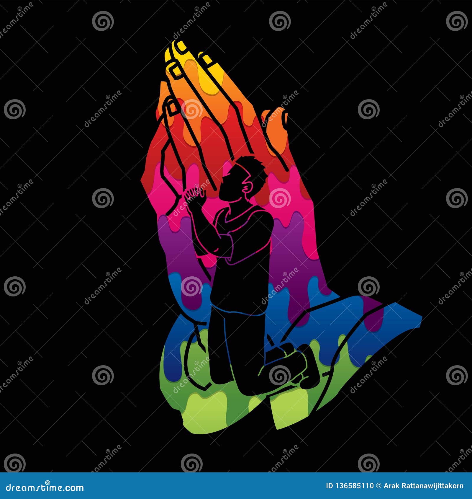 Man Prayer, Praise To the Lord Graphic Vector Stock Vector ...