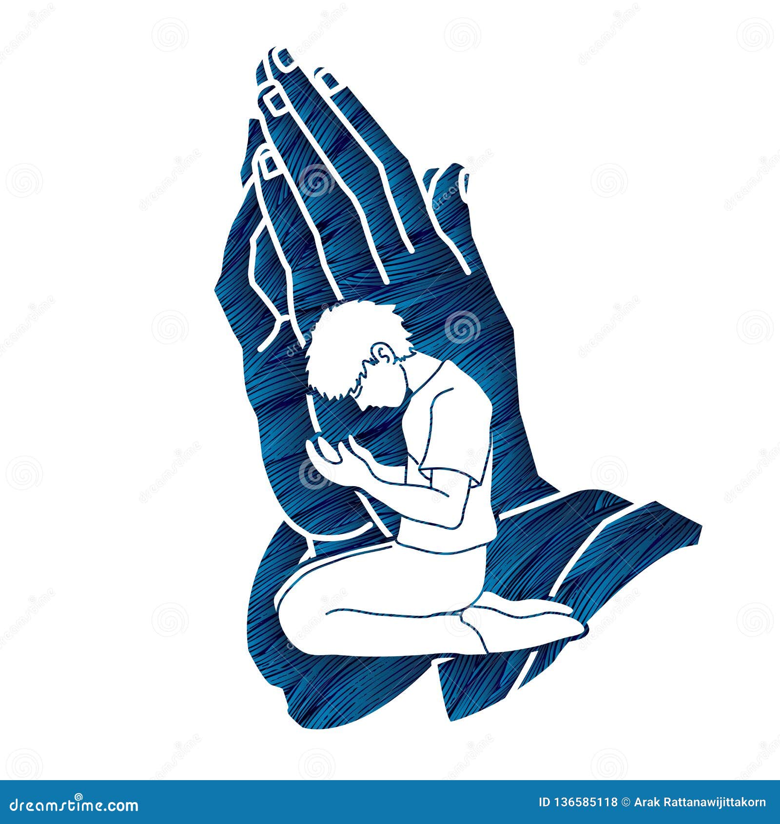 Man Prayer, Praise To the Lord Graphic Vector Stock Vector ...