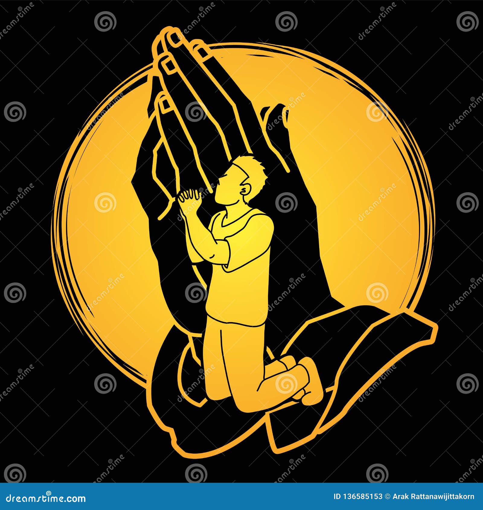 Man Prayer, Praise To the Lord Graphic Vector Stock Vector ...