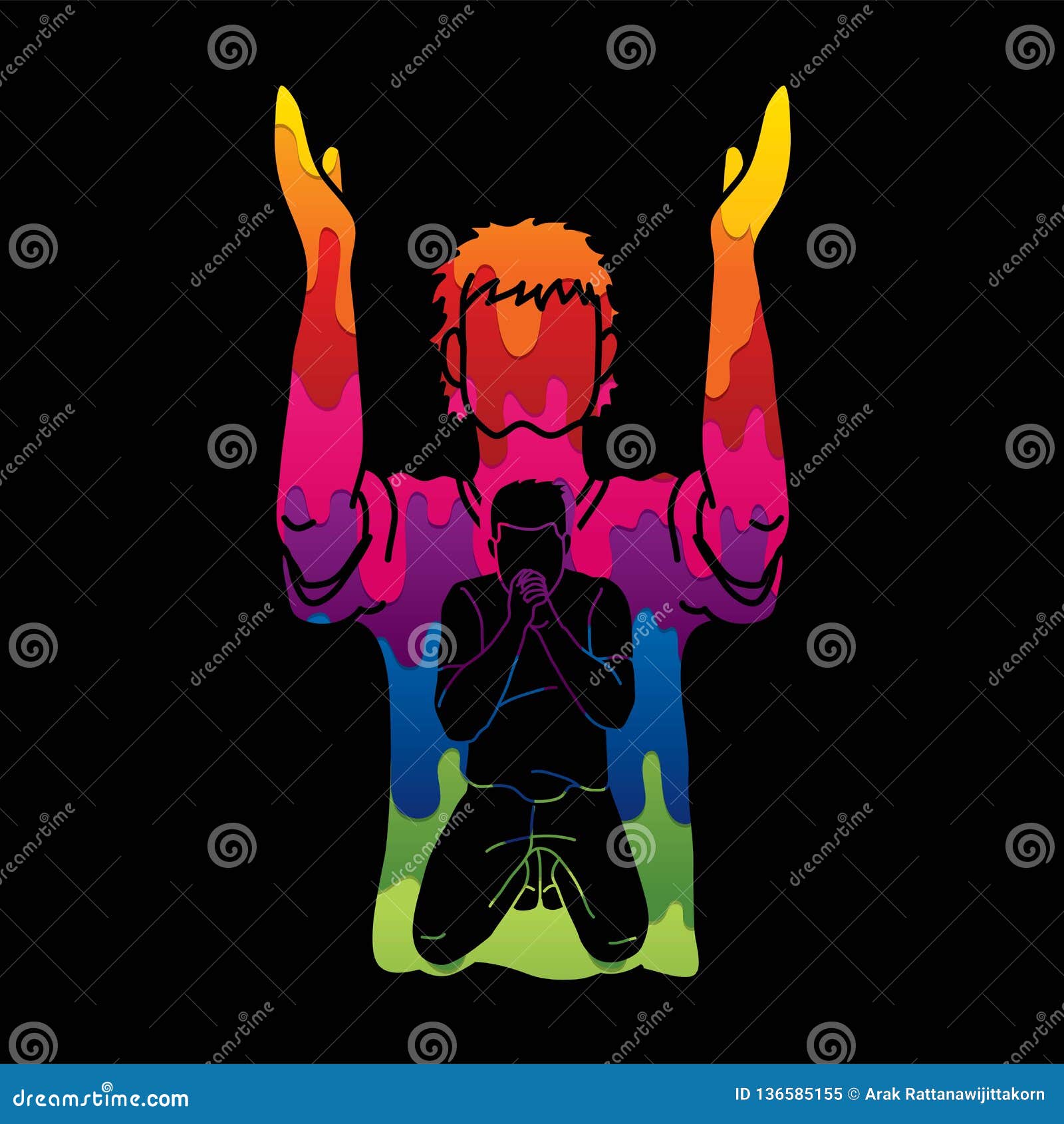 Man Prayer, Praise To the Lord Graphic Vector Stock Vector ...