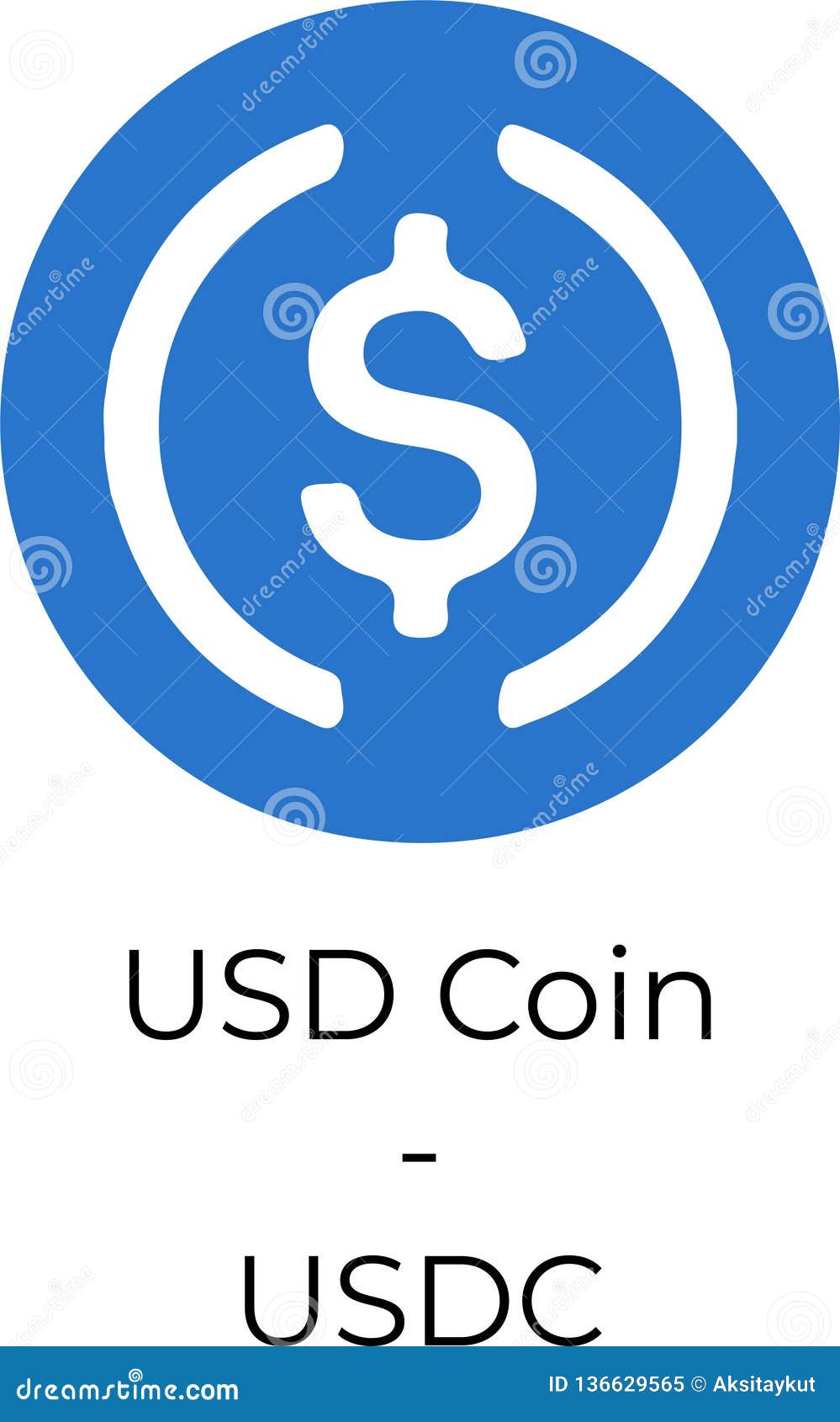 USD Coin USDC Cryptocurrency Token Symbol In Circle With PCB Tracks On ...