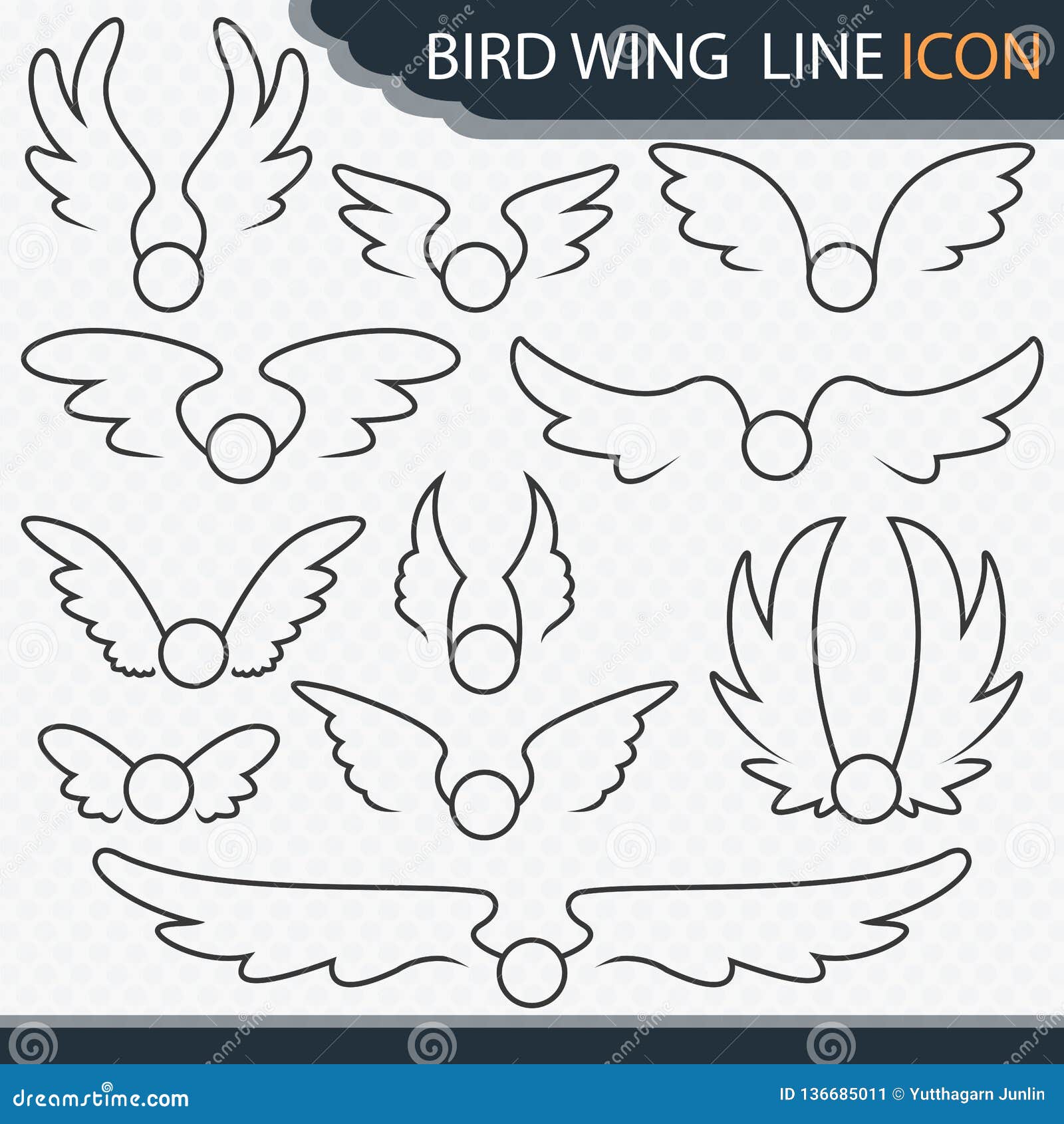 Bird Wing Line Icon - Vector Stock Vector - Illustration of decorative ...