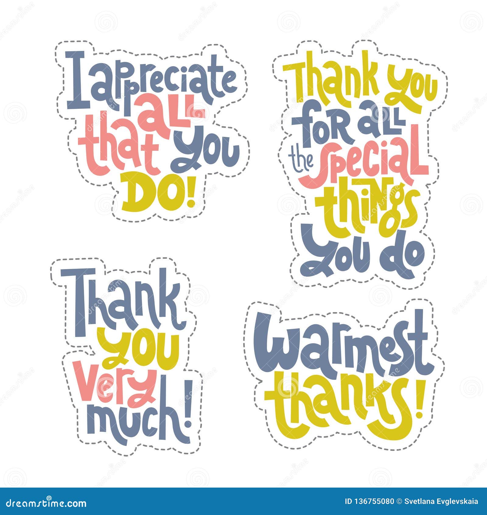 Thank You Quotes and Stickers Stock Vector - Illustration of ...
