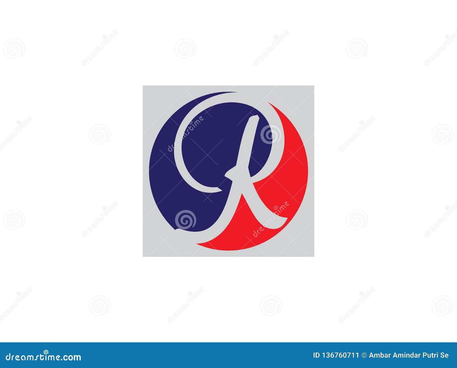 Initial Letter R on Circle Blue and Red Color Design Logo Graphic ...