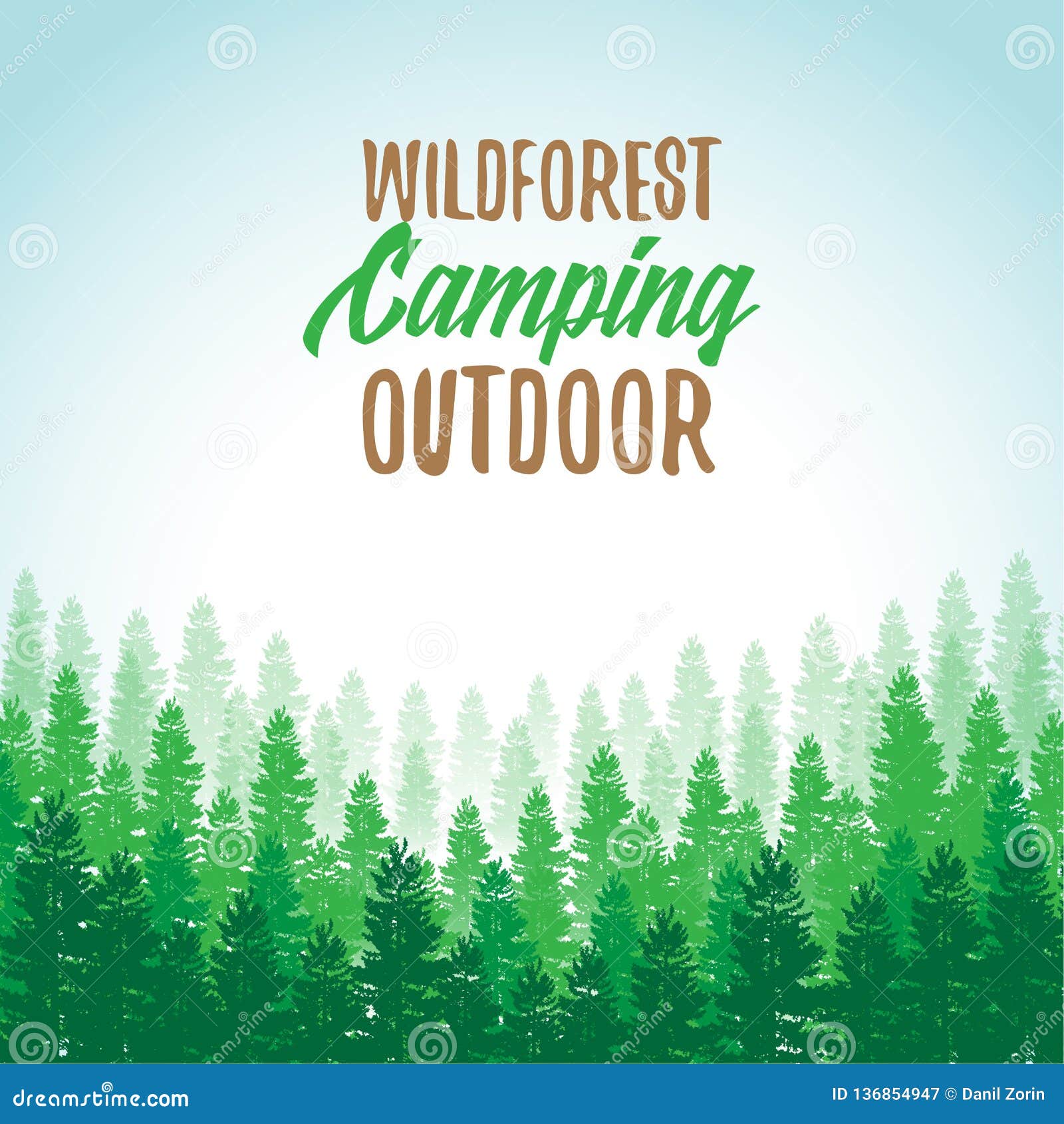 Wildforest Camping Outdoor Advertisement.Landscape of Tree Silhouette ...