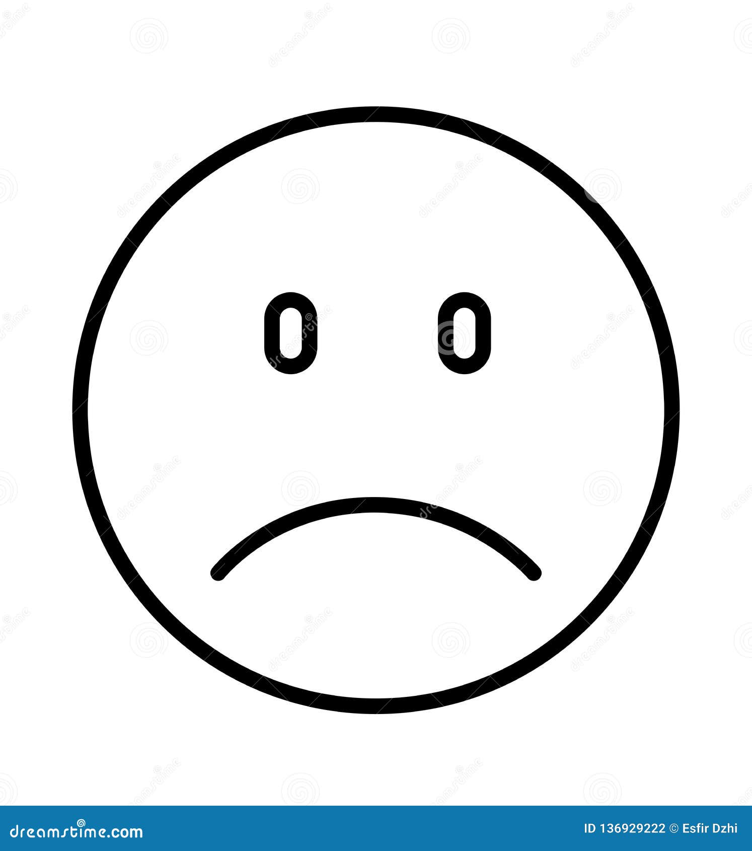 Smiley Icon Outline Negative Face Vector Isolated on White Stock Vector ...