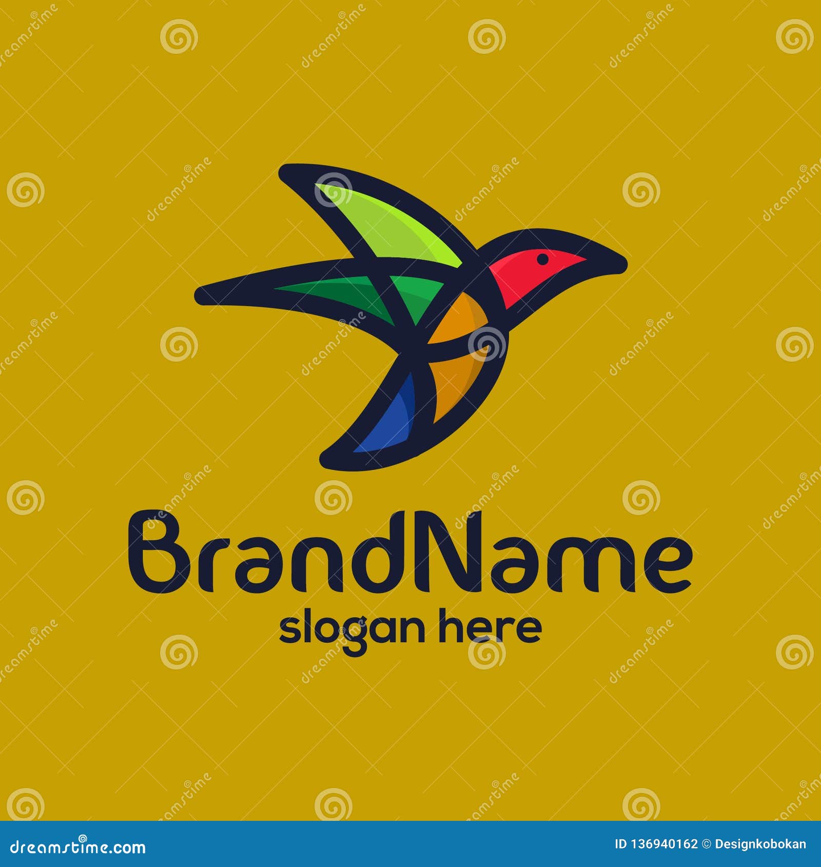 Bird Color Full and Modern Logo Design Template Stock Illustration ...