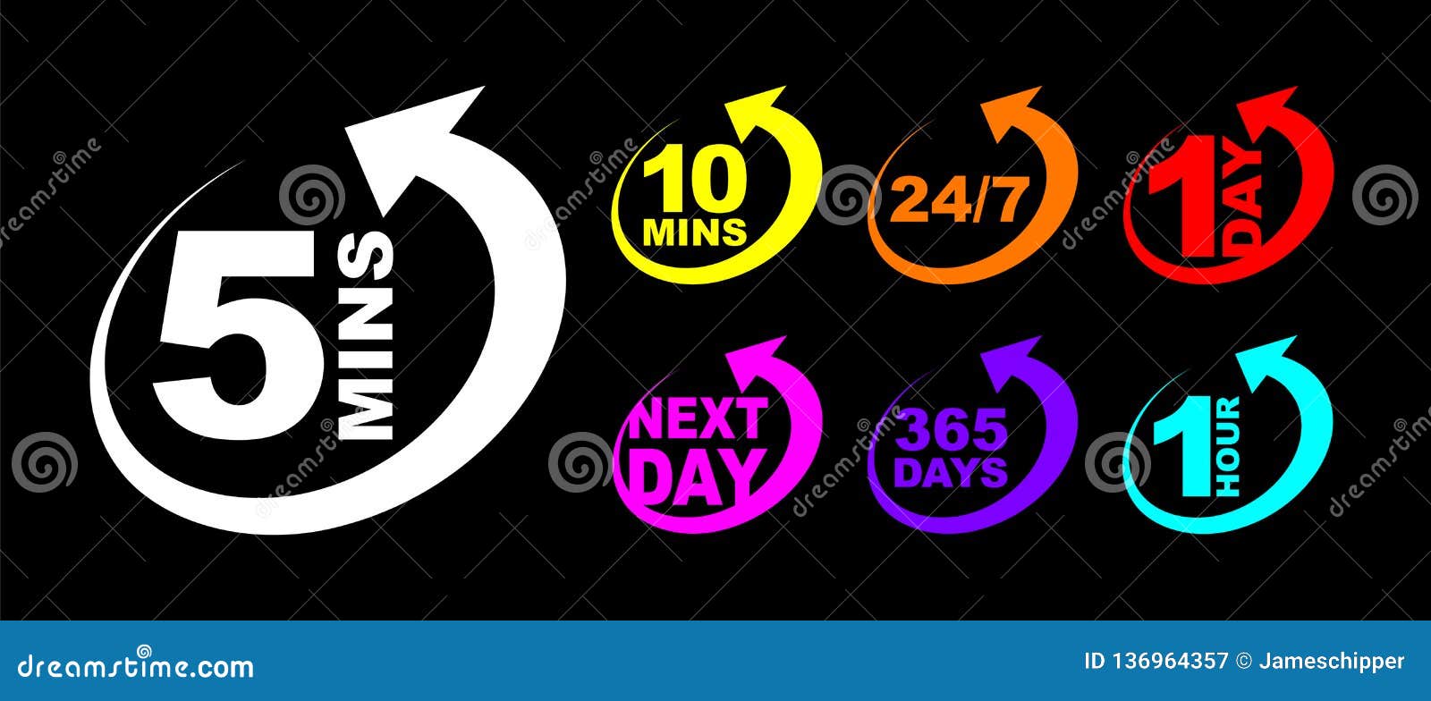 Five minutes icon set stock vector. Illustration of office - 136964357