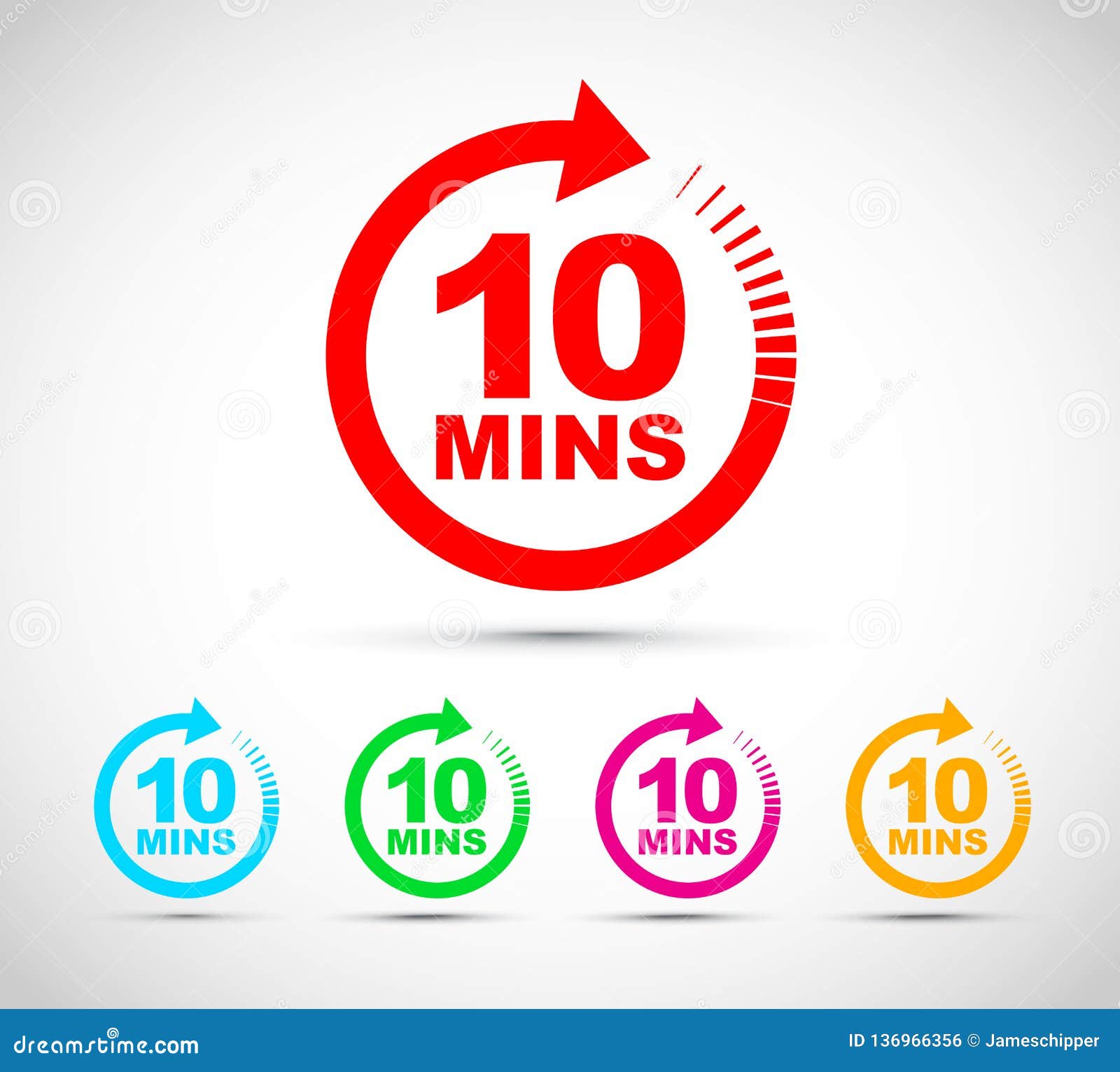 Ten minutes icon set stock vector. Illustration of minute - 136966356