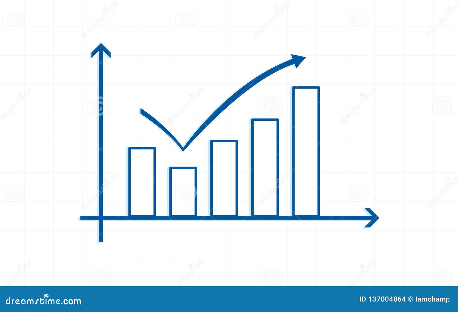 Blue Uptrend Line Arrows with Bar Chart in Flat Icon Design on White ...
